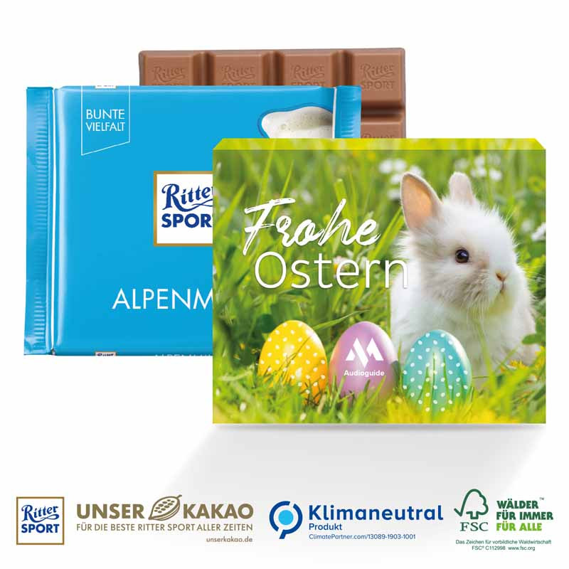 Ritter SPORT Tafel in Präsentverpackung Klimaneutral FSC