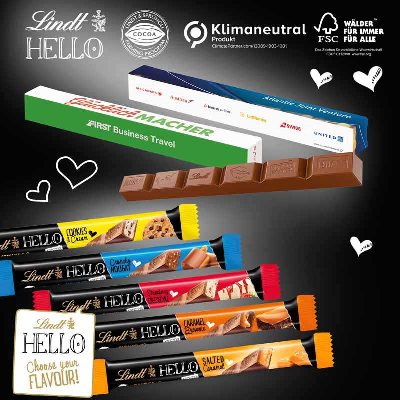 Schokoladen-Stick Lindt HELLO, Klimaneutral, FSC®